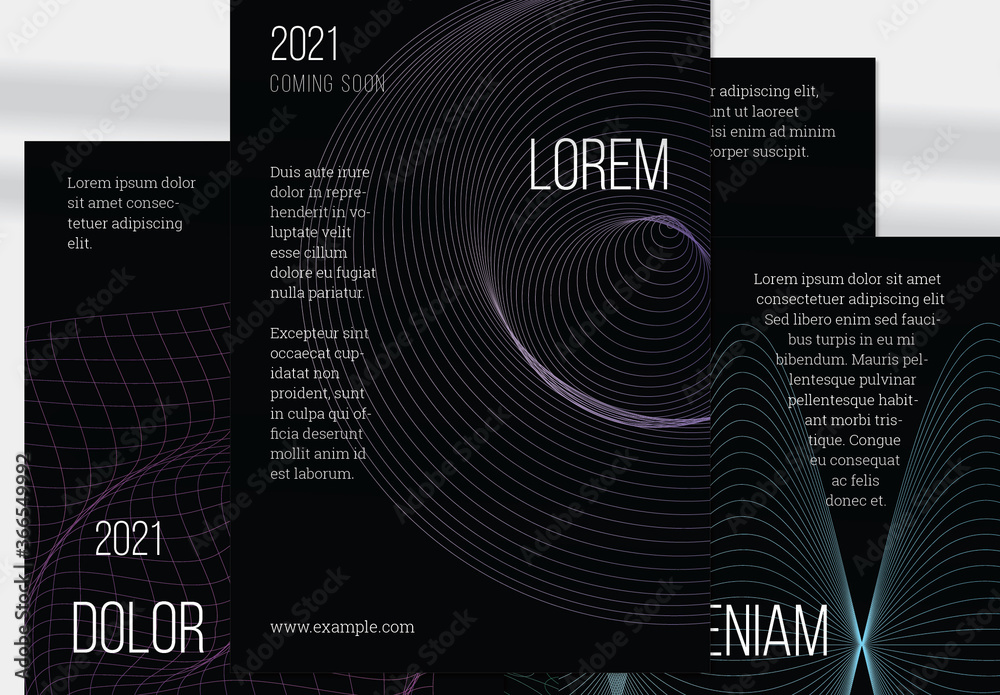 Radio Wave Vertical Flyer Layout Geometric Wireframe Shape on Black ...