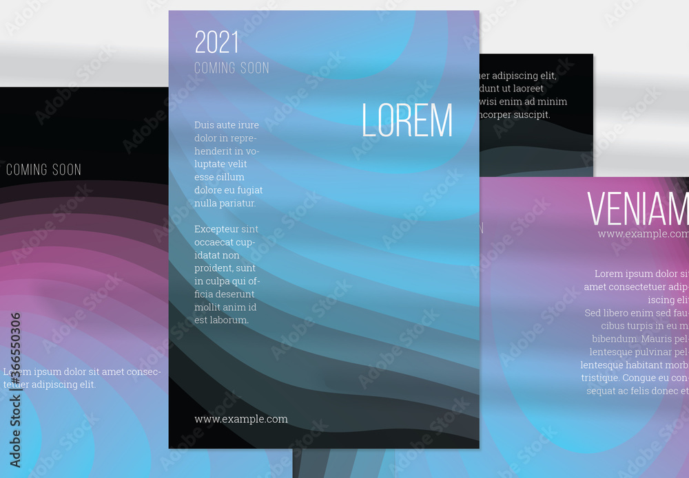 Vertical Flyer Layout with Gradient Blend Wavy Shape on Black Stock ...