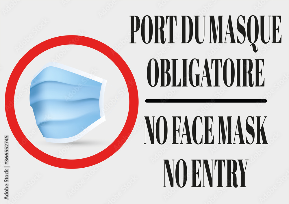 Illustrazione Stock affiche pour le port du masque obligatoire en ...