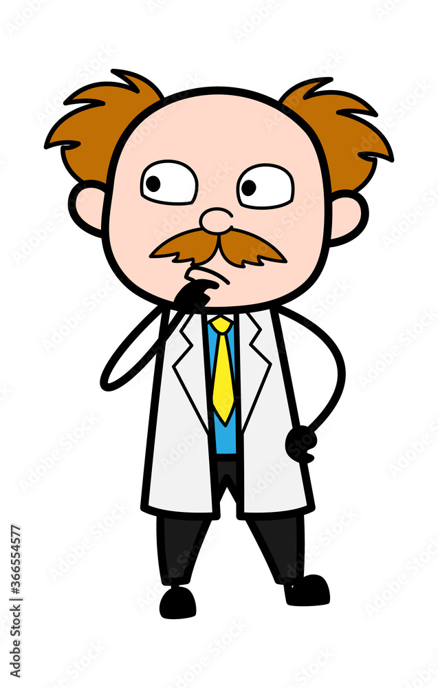 Cartoon Scientist thinking seriously Stock Vector | Adobe Stock