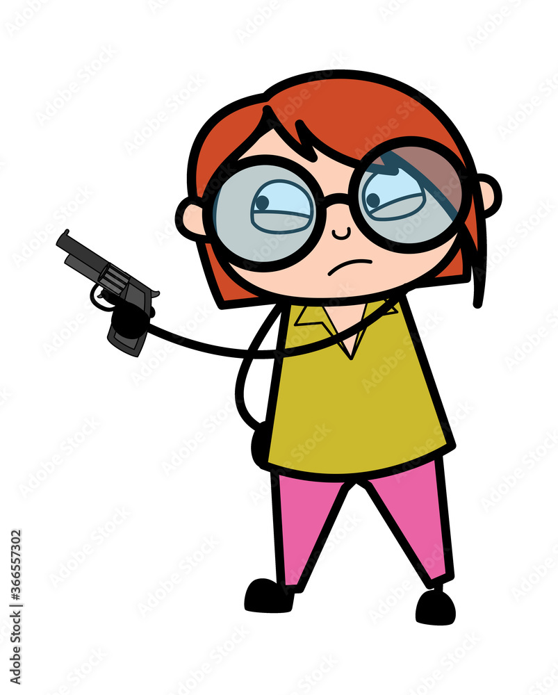 Cartoon Teacher Pointing Gun Stock Vector | Adobe Stock