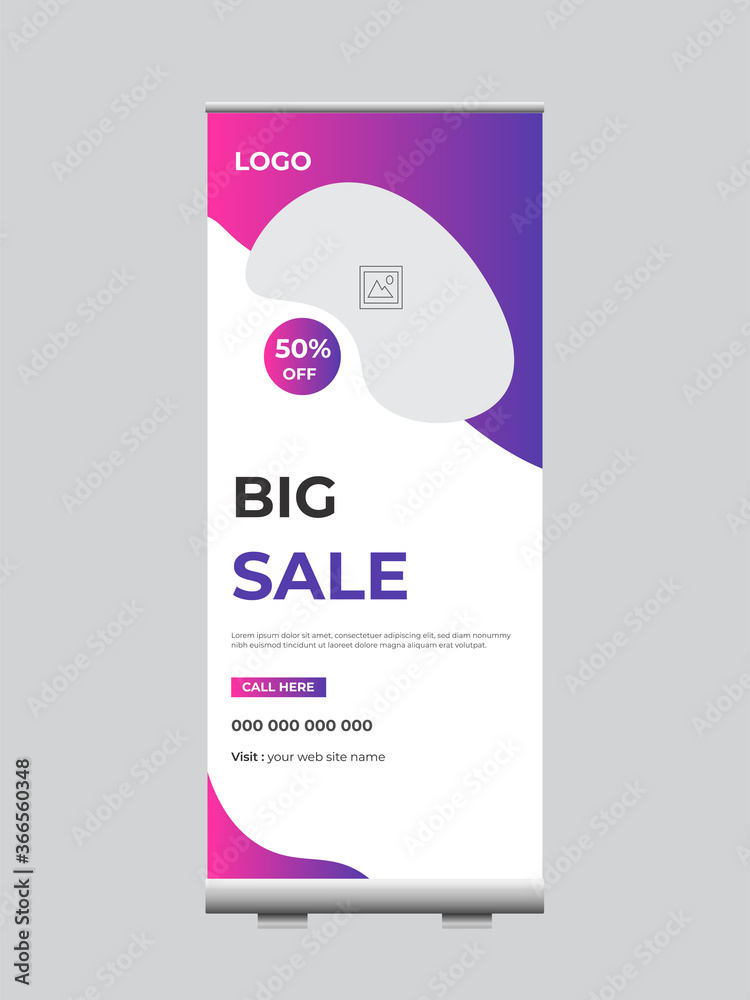 Business Sale Roll Up Banner. X-Stand Sale Banners Template Vector ...