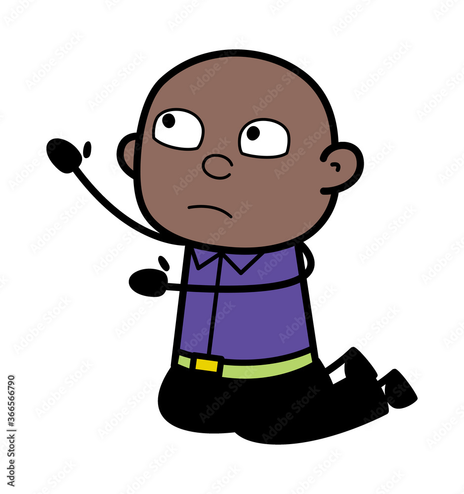 Cartoon Cartoon Bald Black Begging Stock Vector | Adobe Stock