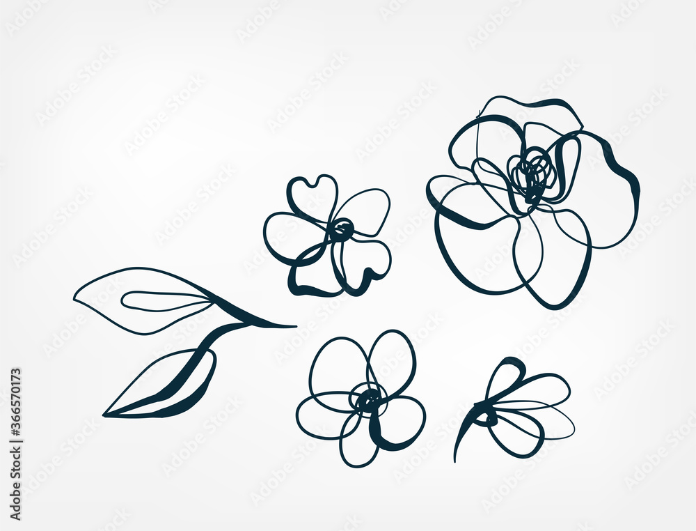 flower line one art isolated vector illustration Stock Vector | Adobe Stock