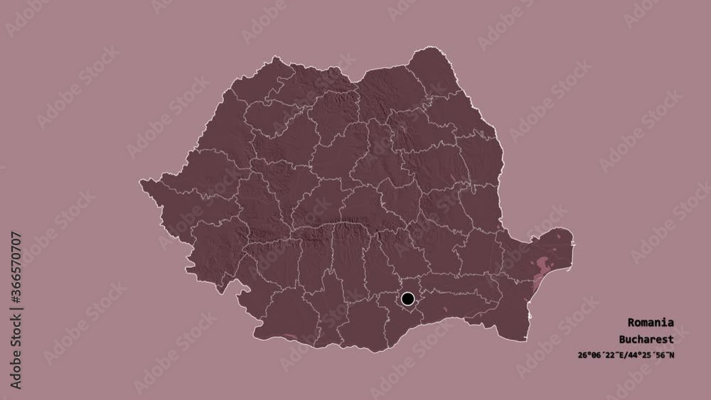 Bihor, county of Romania, with its capital, localized, outlined and ...