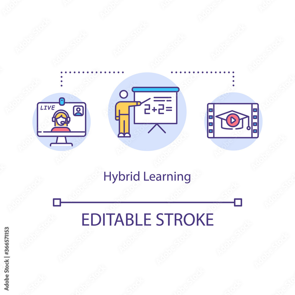 Hybrid learning concept icon. Elearning. Video lessons. Online ...