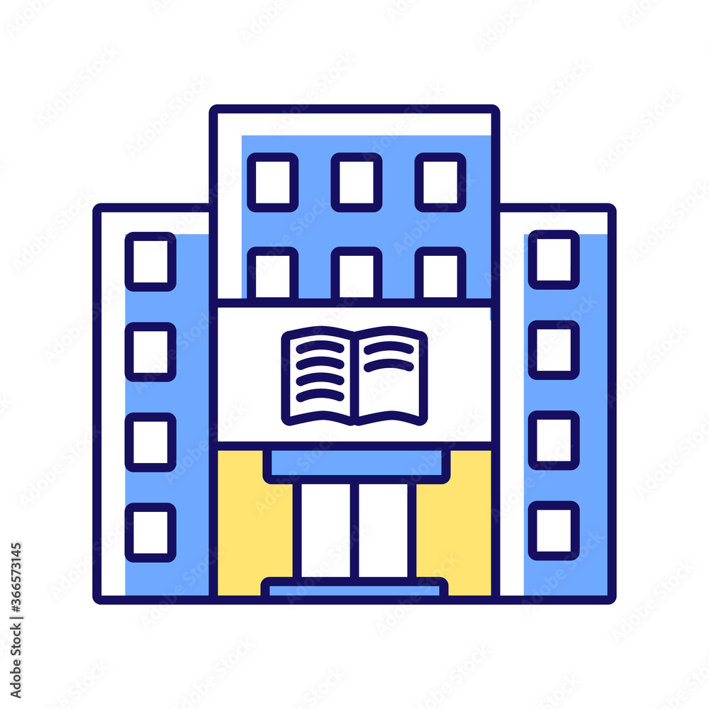Library RGB color icon. University, college library. Bookstore. Student ...