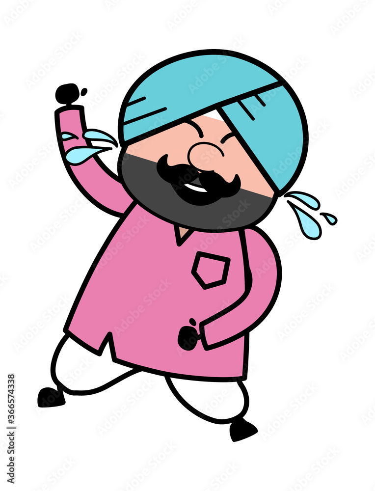Cartoon Cute Sardar Laughing Stock Vector | Adobe Stock