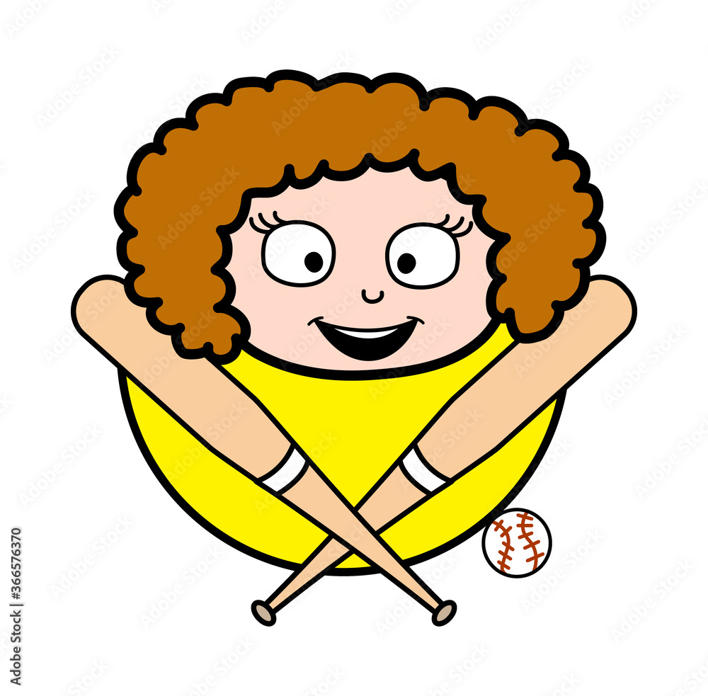 Cartoon Young Lady Baseball Mascot Stock Vector | Adobe Stock