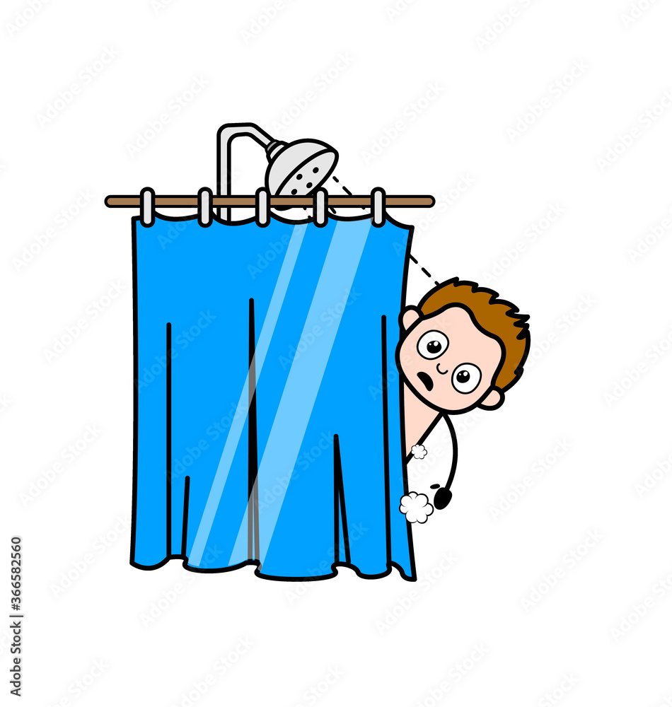 Cartoon Young Boy taking shower Stock Vector | Adobe Stock