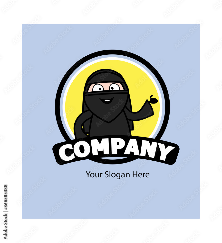Cartoon Muslim Woman as Company Logo Stock Vector | Adobe Stock