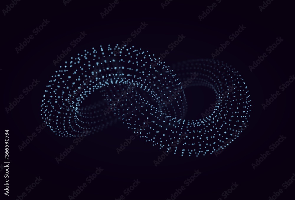 3 D vector of torus knot. Abstract vector element with depth of field ...