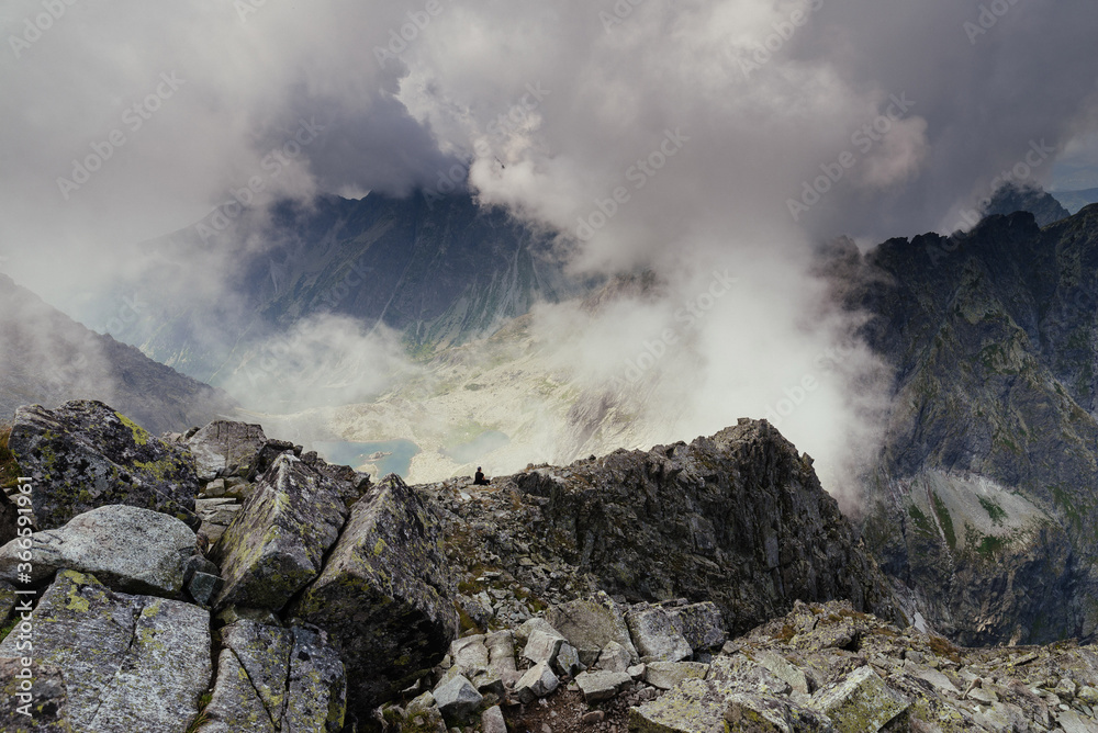 Gorgeous landscape with high peaks, stone cliffs in mountain and view ...