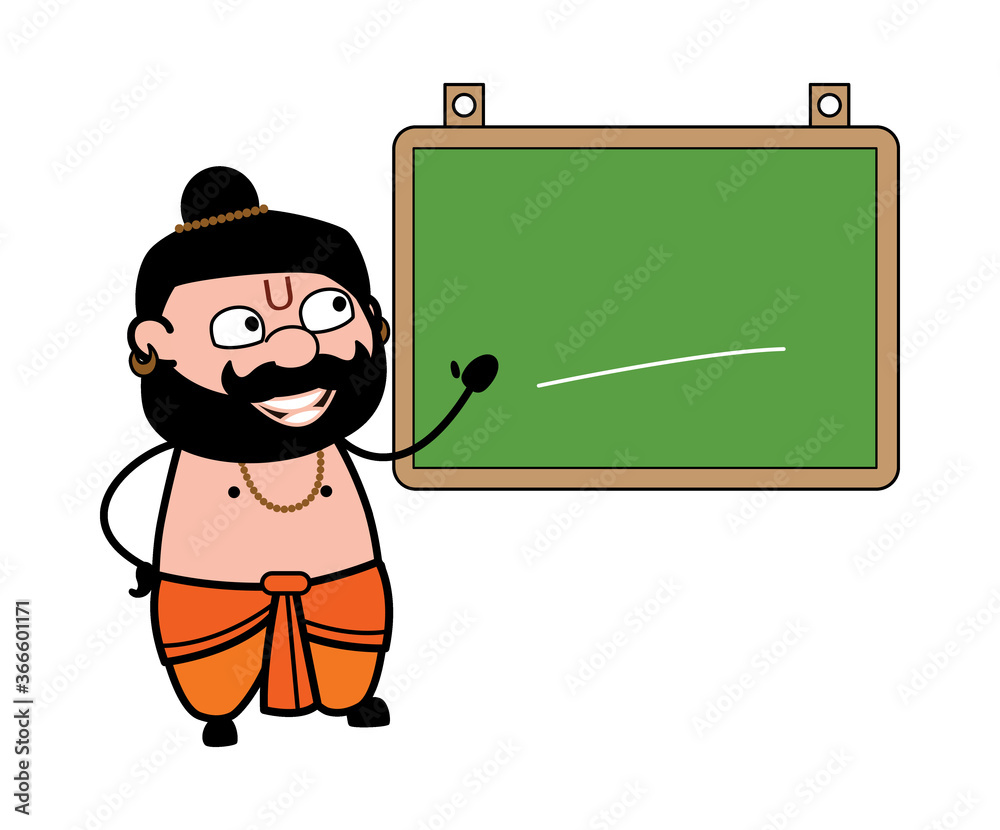 Cartoon Pandit with Classroom Board Stock Vector | Adobe Stock