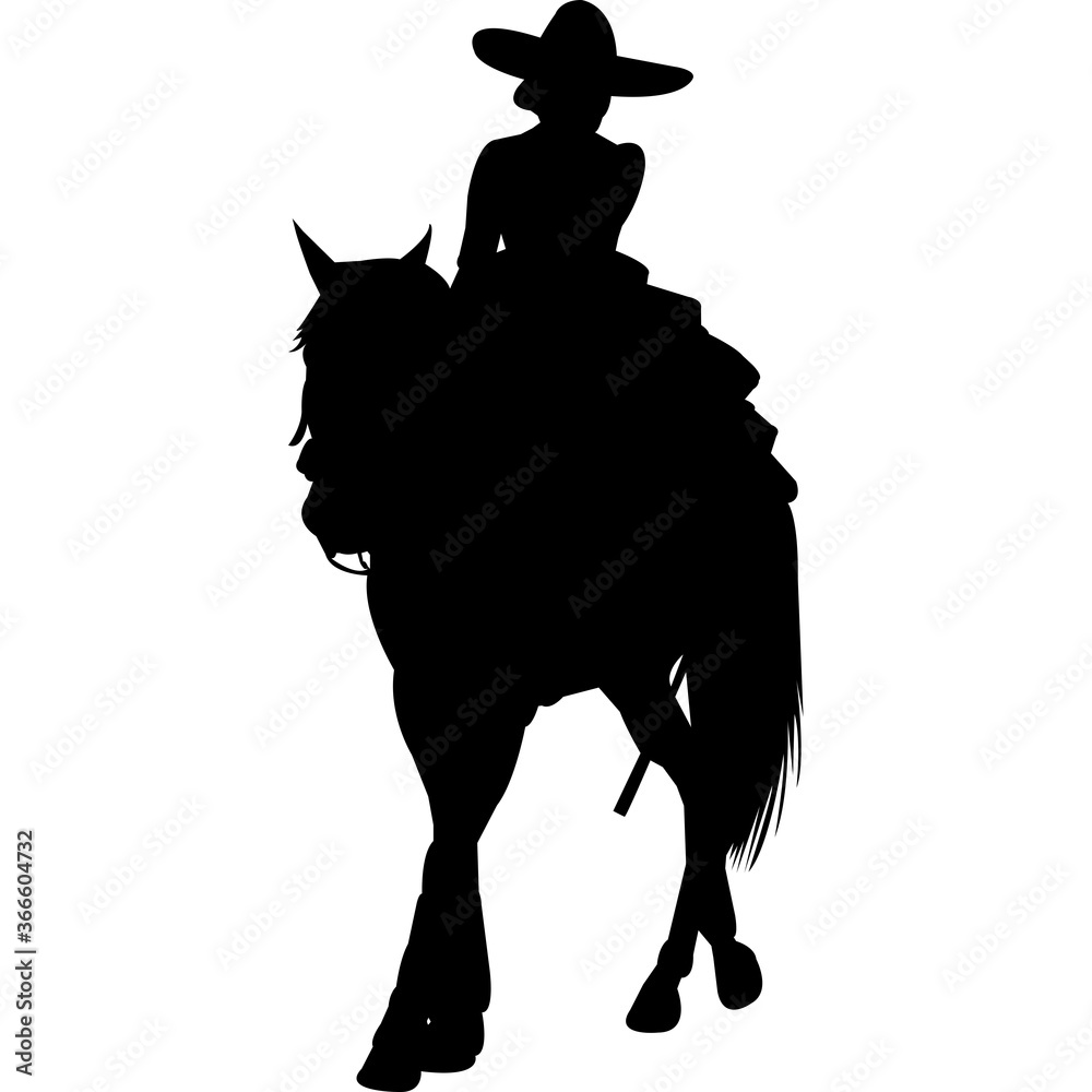 Escaramuza Charra Silhouette Vector Stock Vector | Adobe Stock