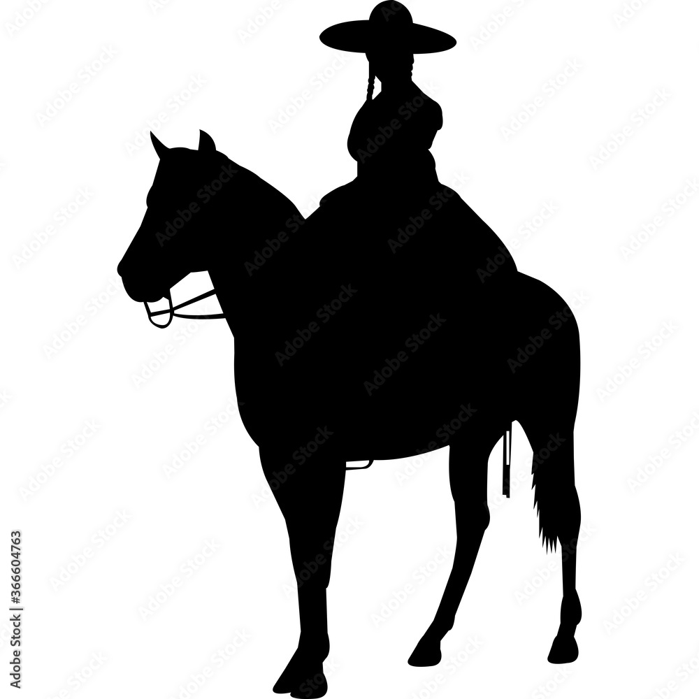 Escaramuza Charra Silhouette Vector Stock Vector | Adobe Stock