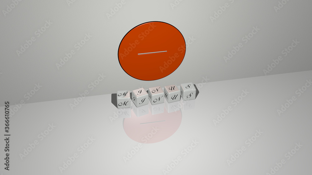 3D graphical image of minus vertically along with text built by ...