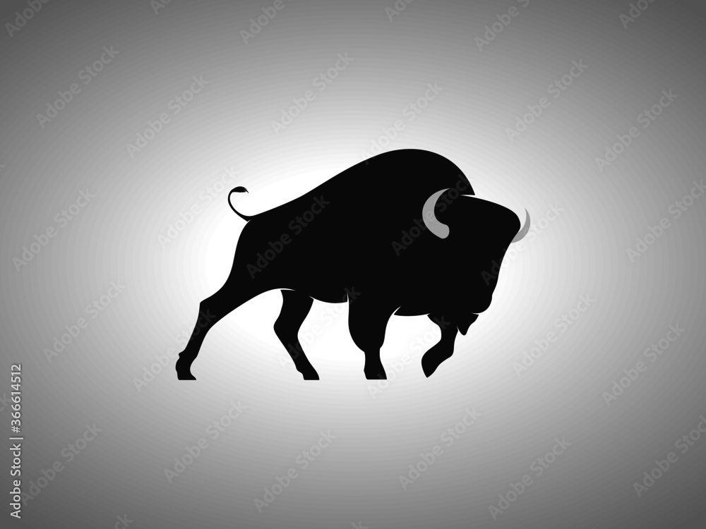 Bison Silhouette on White Background. Isolated Vector Animal Stock ...