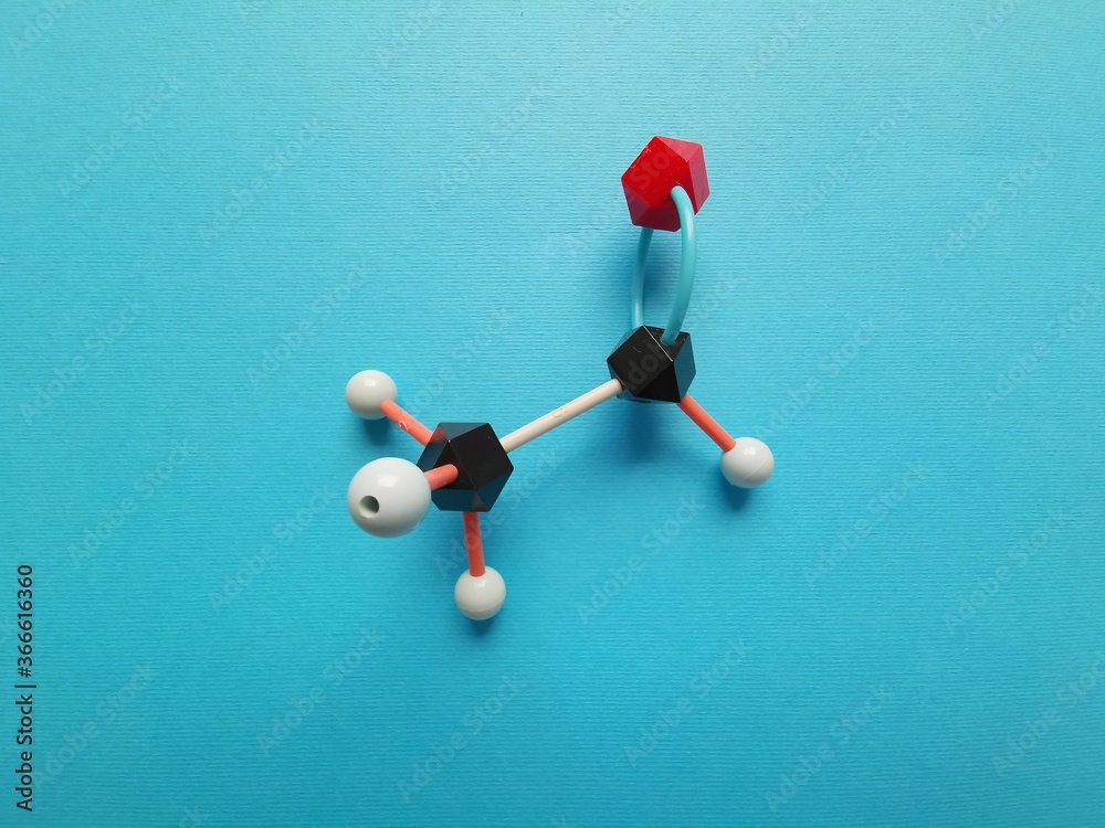 Molecular structure model of acetaldehyde molecule. Acetaldehyde ...