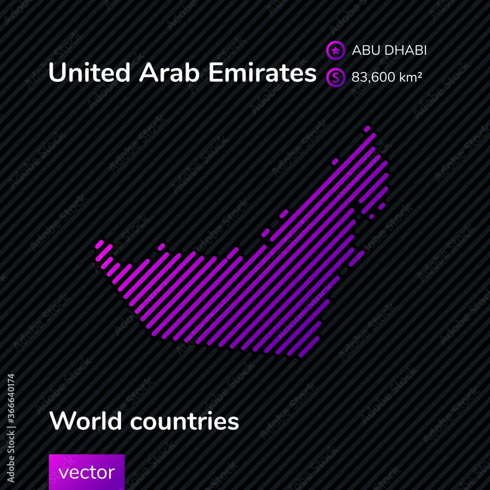 Vector map of United Arab Emirates in violet and black colors Stock ...
