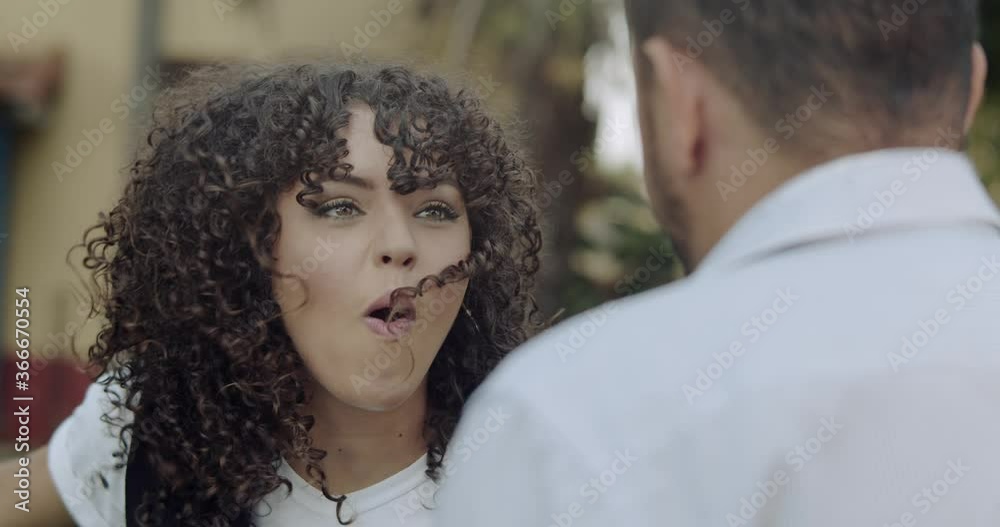 Angry couple fighting and shouting at each other, crying girlfriend ...