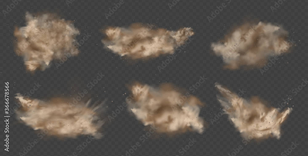 Dust explosion, sandstorm, powder burs on transparent background ...