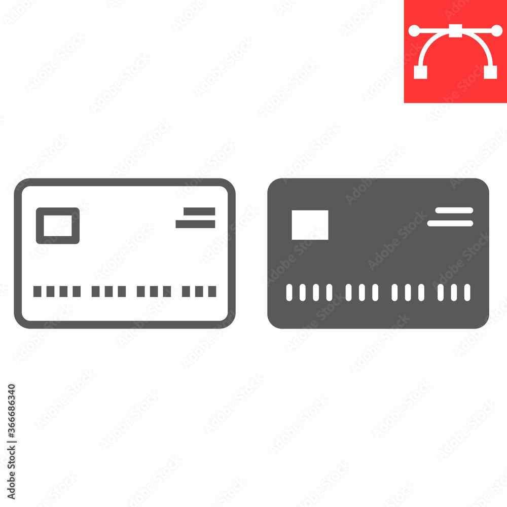 Credit card line and glyph icon, ui and button, buy sign vector ...