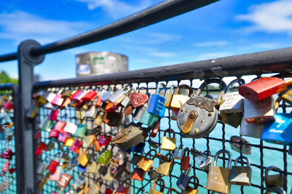Konstanz, Germany - Locke locks at railing of pedestal of Imperia ...