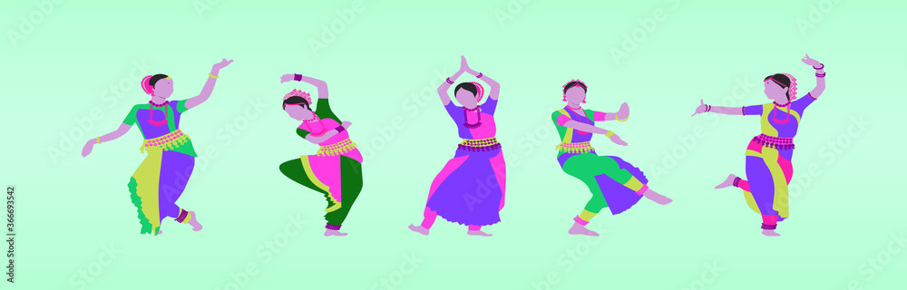 illustration of Indian bharatnatyam dance vector illustration Stock ...