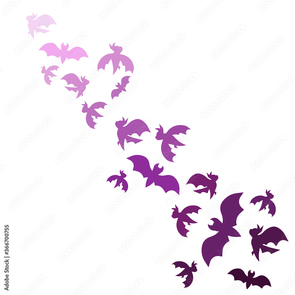 A lot of purple bats on white isolated background, vector stock ...