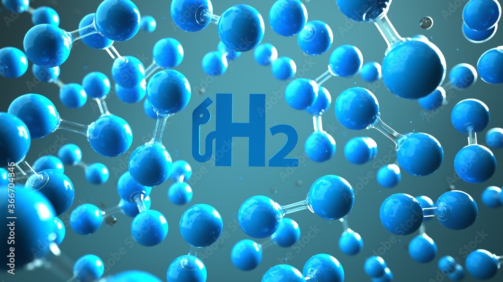 H2 Wasserstoff Symbol mit Molekülen Stock Illustration | Adobe Stock