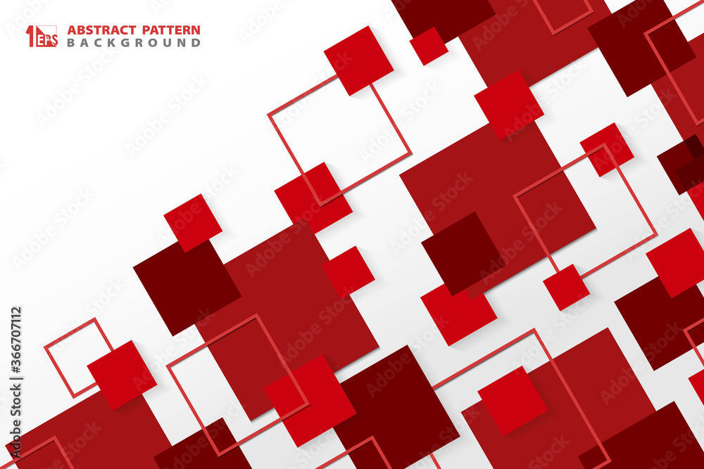 Abstract technology modern red square geometric pattern background ...