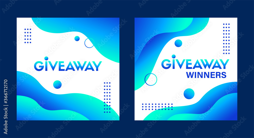 Giveaway and giveaway winners vector templates for social media contest ...