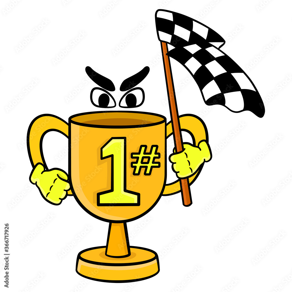 champion trophy mascot logo. winner cartoon character Stock Vector ...