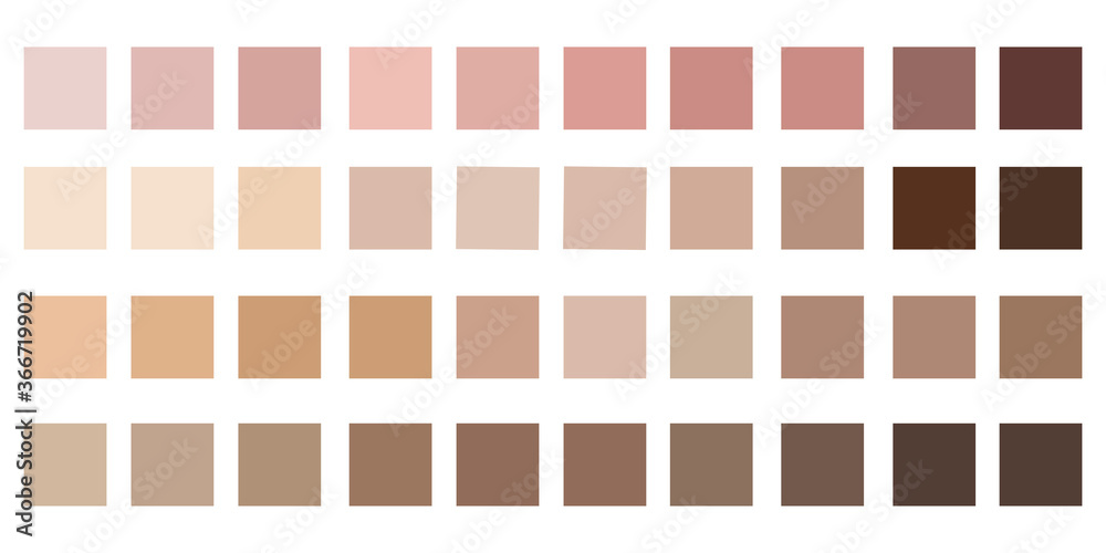 Skin color tones chart. The texture of the palette of shades of the ...