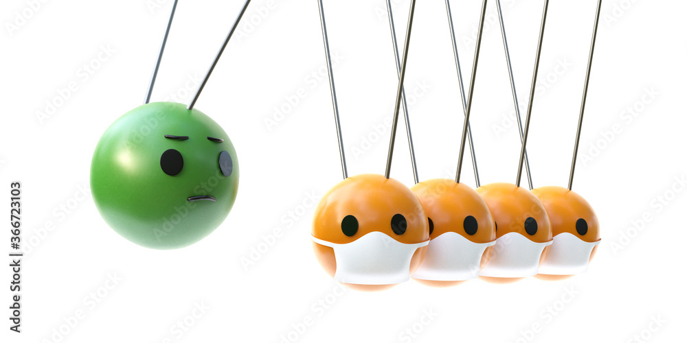 Yellow and face shape emoticons, showing the importance of wearing mask ...