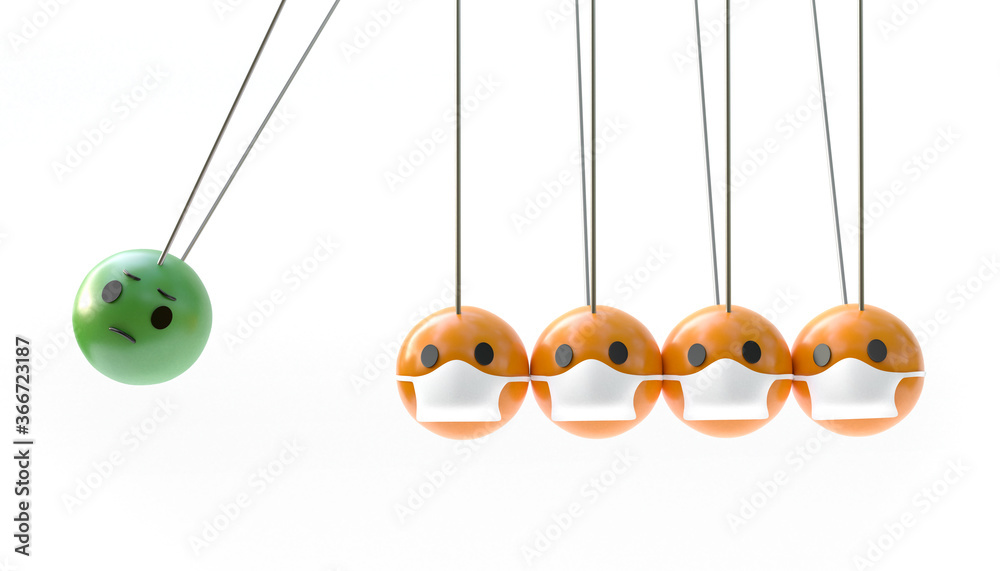 Yellow and face shape emoticons, showing the importance of wearing mask ...