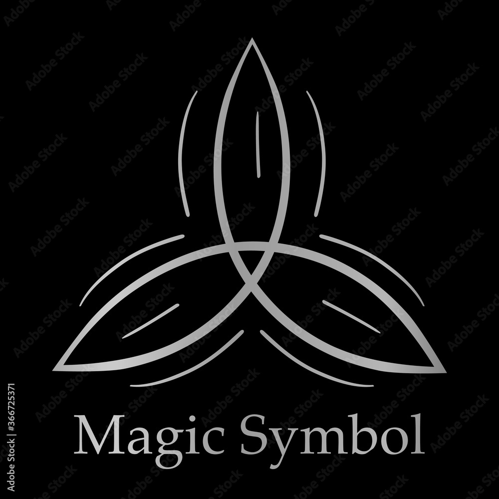 Triquetra trefoil celtic symbol in silver foil effect on black ...