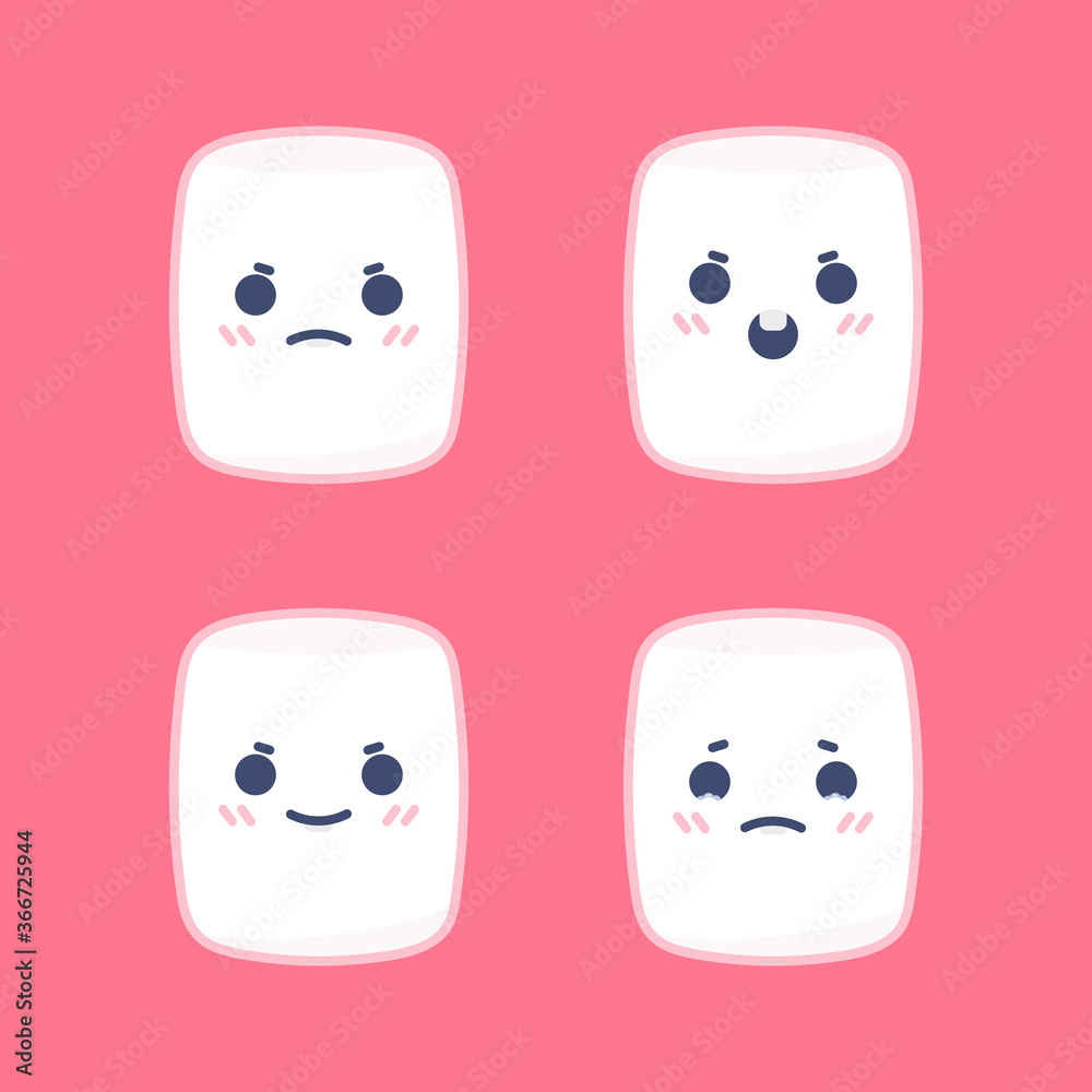 Marsmellow character illustrations with various expressions. expression ...