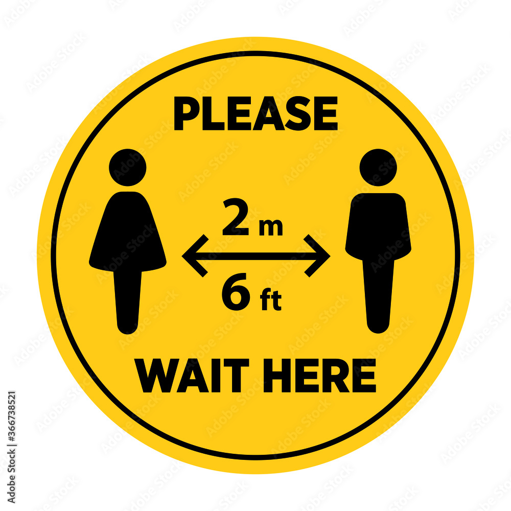 Please Wait Here Thank You Social Distancing Round Floor Marking ...
