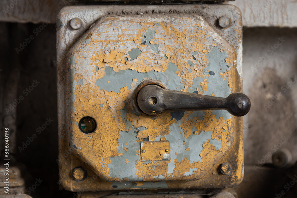 Old electrical cabinet with safety fuses and switches Stock Photo ...