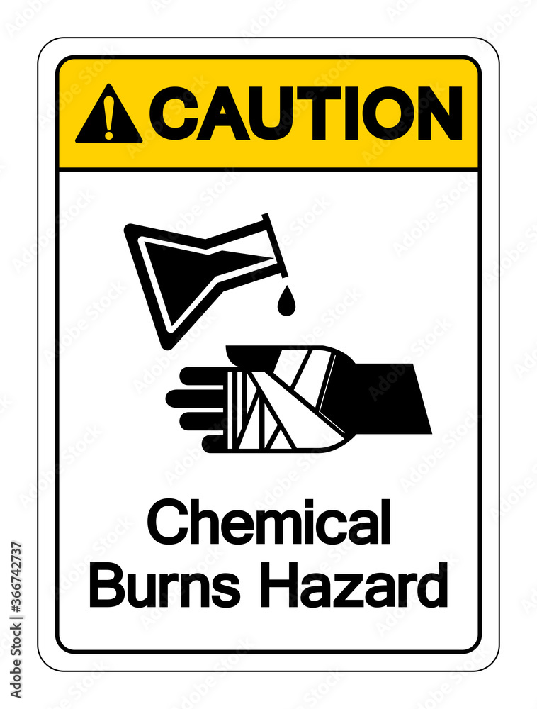 Caution Chemical Burns Hazard Symbol Sign ,Vector Illustration, Isolate ...