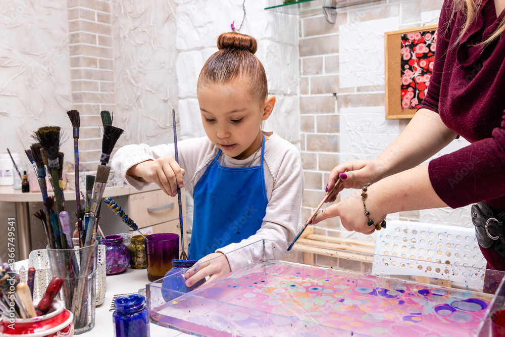 Ebru - Traditional art of origin from Turkey. The process of ...