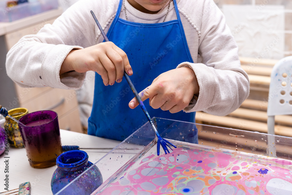 Ebru - Traditional art of origin from Turkey. The process of ...