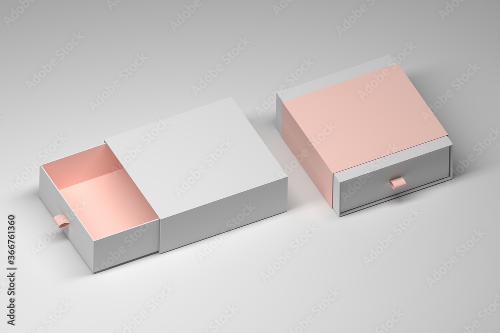 Mockup template of two square slide gift boxes with pastel color ...