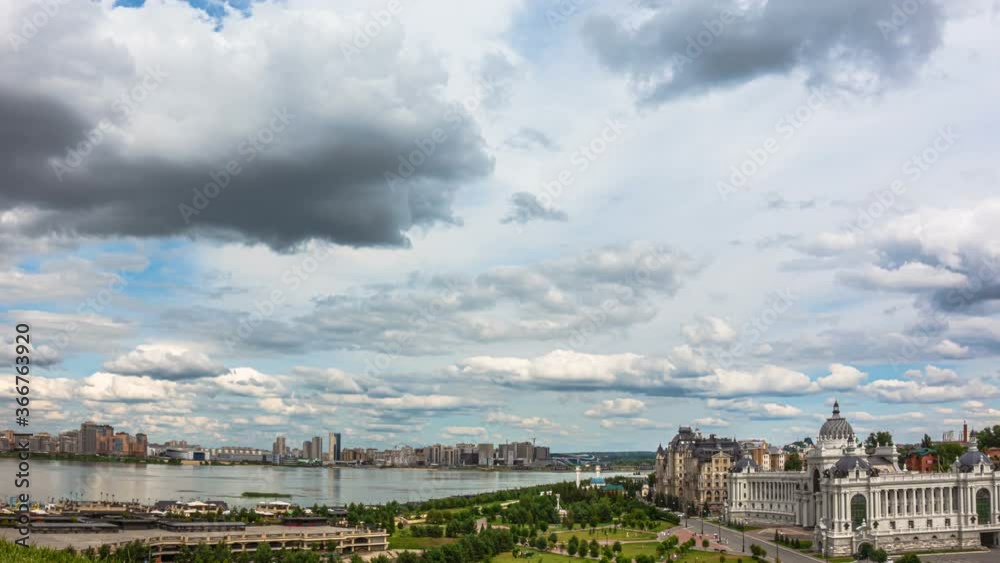 Urban landscape of the historical center of Kazan.Timelapse of a ...