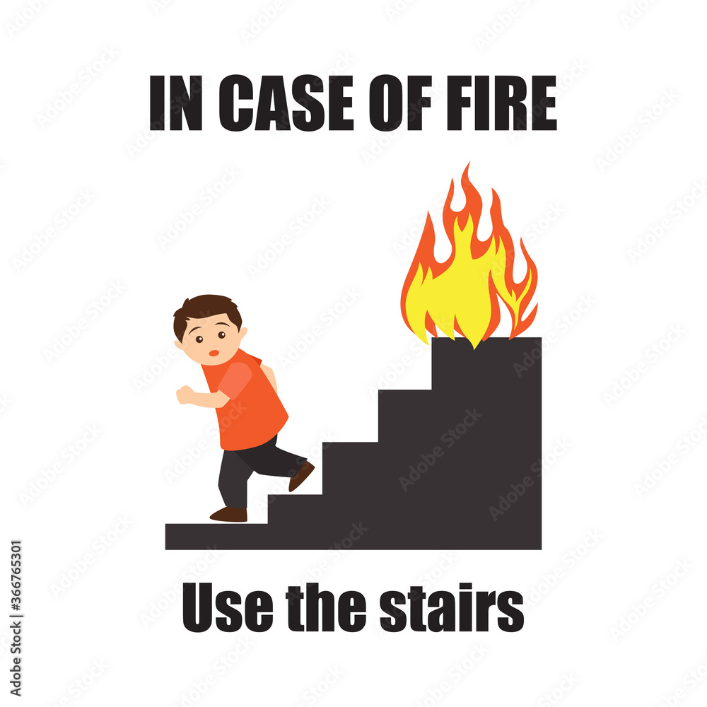fire awareness for fire safety procedure concept. vector illustration ...