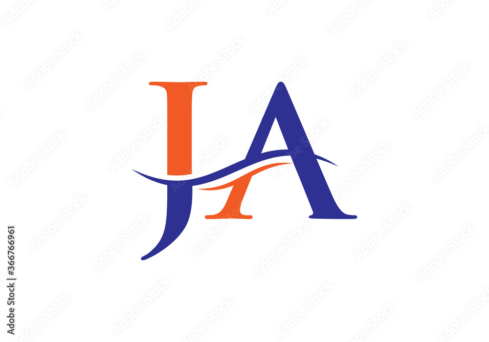 Water Wave JA Logo Vector. Swoosh Letter JA Logo Design for business ...