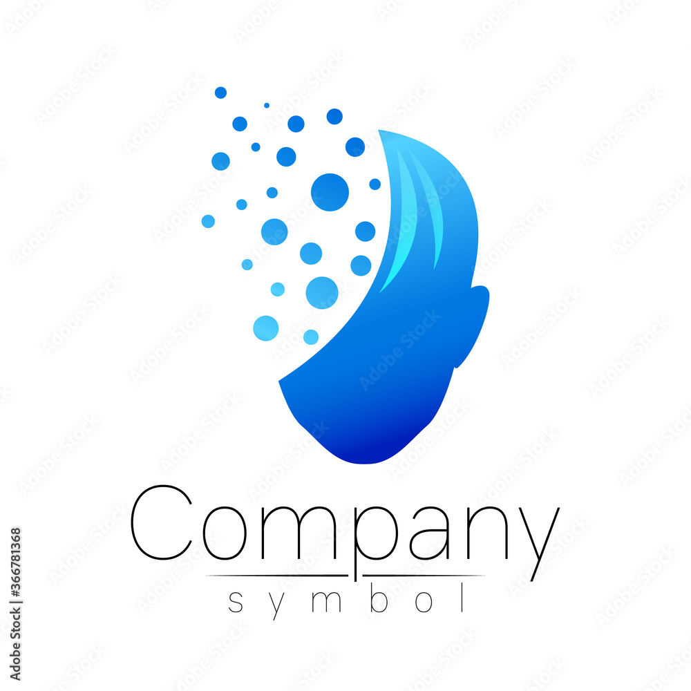 Vector symbol of human head. Person face. Blue color isolated on white ...