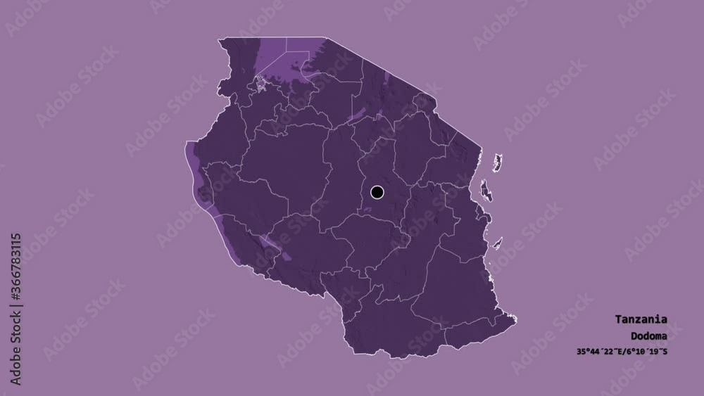 Tabora, region of Tanzania, with its capital, localized, outlined and ...